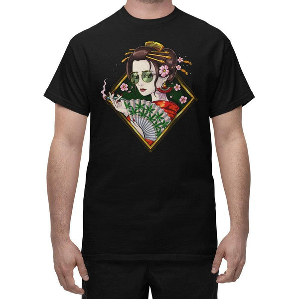 Japanese Geisha Smoking Weed Cannabis Stoner T-Shirt - Psychonautica