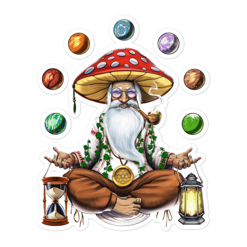 Mushroom Hippie Meditation Psychedelic Yoga Sticker - Psychonautica
