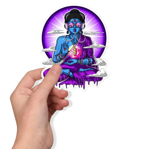 Psychedelic Psytrance Buddha Trippy Festival Sticker - Psychonautica