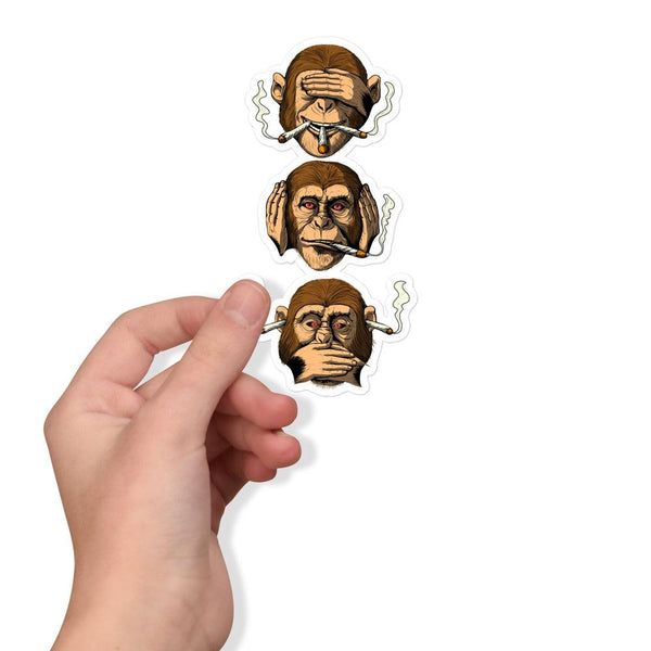 Three Wise Monkeys Stoners Smoking Weed Sticker - Psychonautica